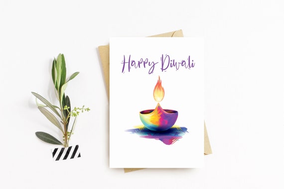 Diwali Greeting Card Deepavali Cards Indian New Year - Etsy