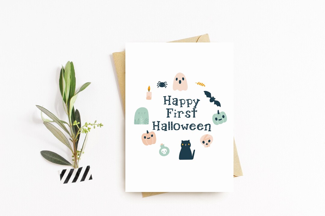 Happy Halloween Greeting Card - First Halloween Card - Baby's 1st ...