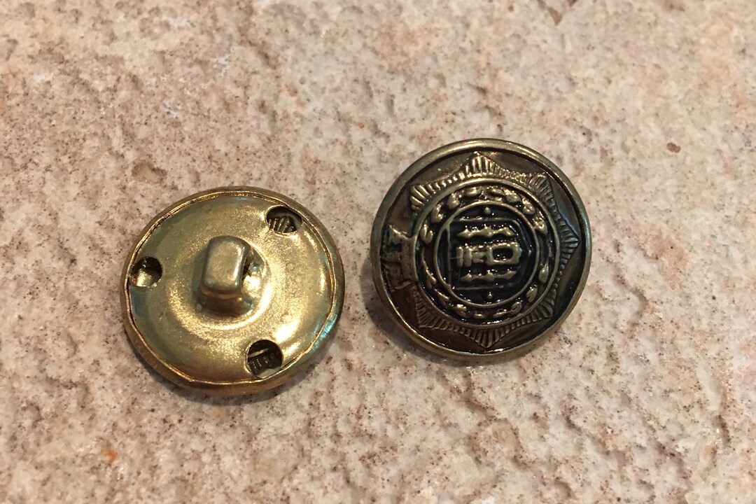 3/4" Metal Buttons Brass Gold Finish Set of 8 Shank Back Crown and ...