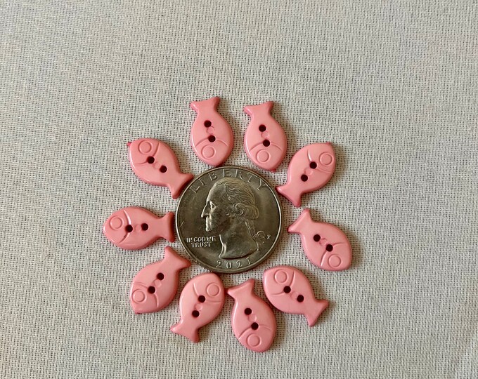 Pink Fish Buttons Plastic Flat Back 5/8" Long Sets of 10 - Etsy