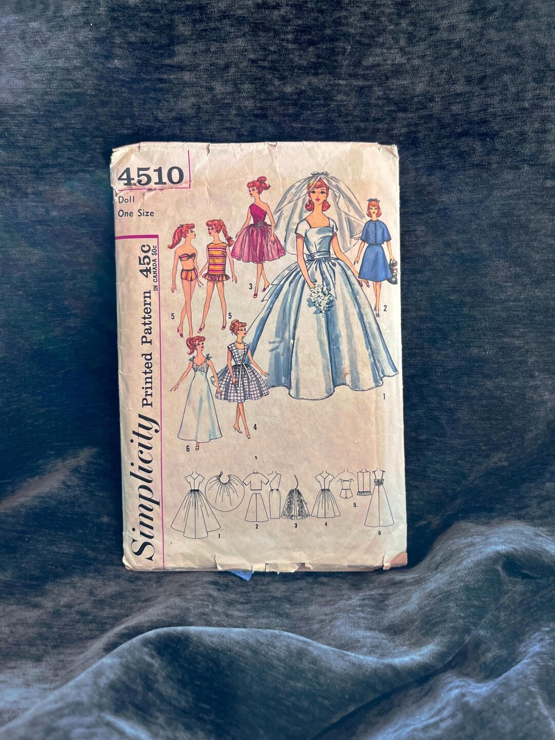 Simplicity 4510 Doll Clothes for Barbie, Mitzi, Gina, Babs, Kay, Polly ...