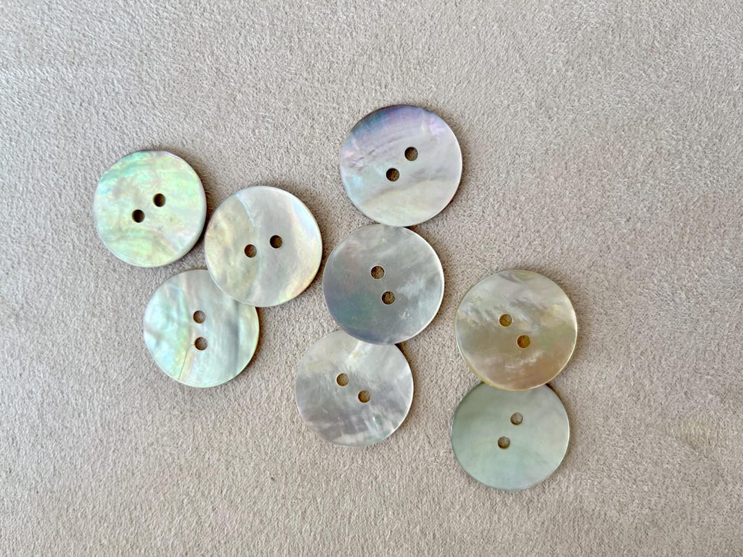 Set of 8 Mother of Pearl Abalone Shell Buttons One Inch Diameter Large ...