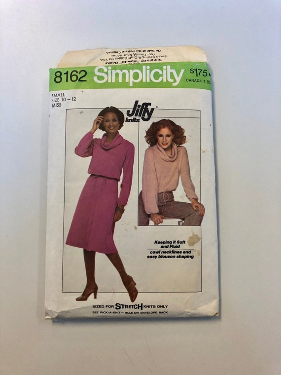 Simplicity 8162 Jiffy Knits Size Small 10-12 Blouse and Skirt | Etsy