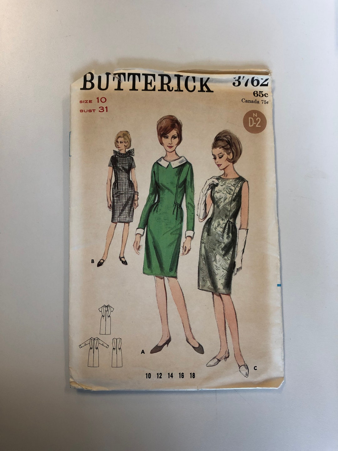 Butterick 3762 Bust 31 Women's Dress Mid Century Mod Style Vintage ...