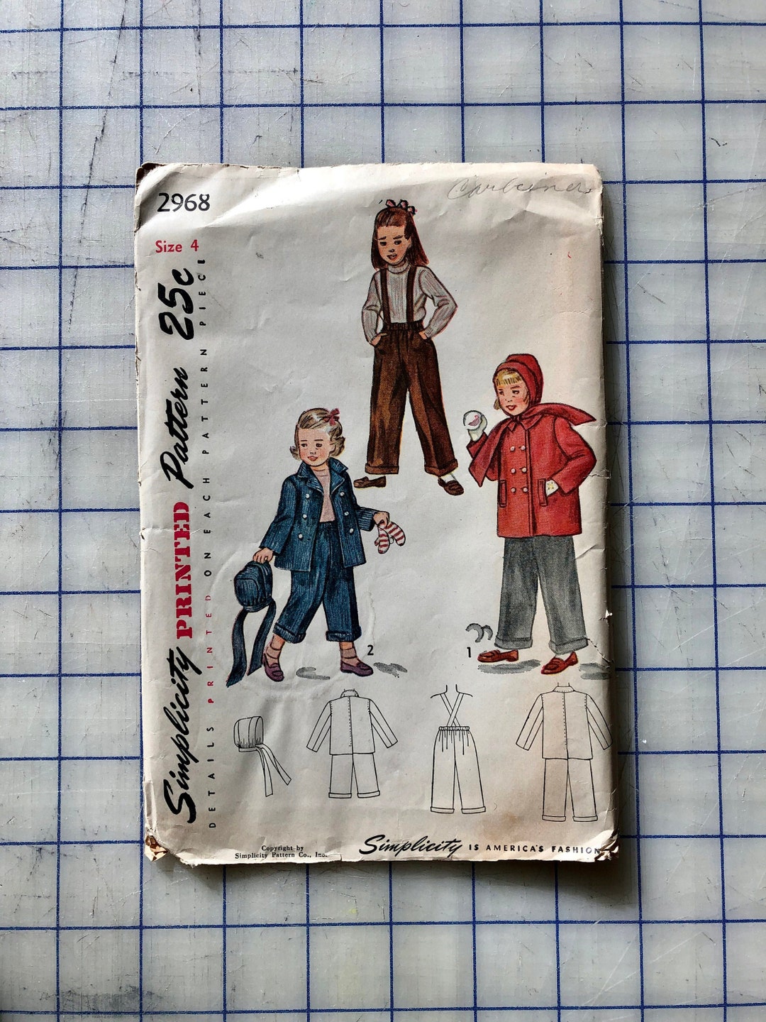 Simplicity 2968 Size 4 Child's Jacket, Hood, and Slacks in Two Lengths ...