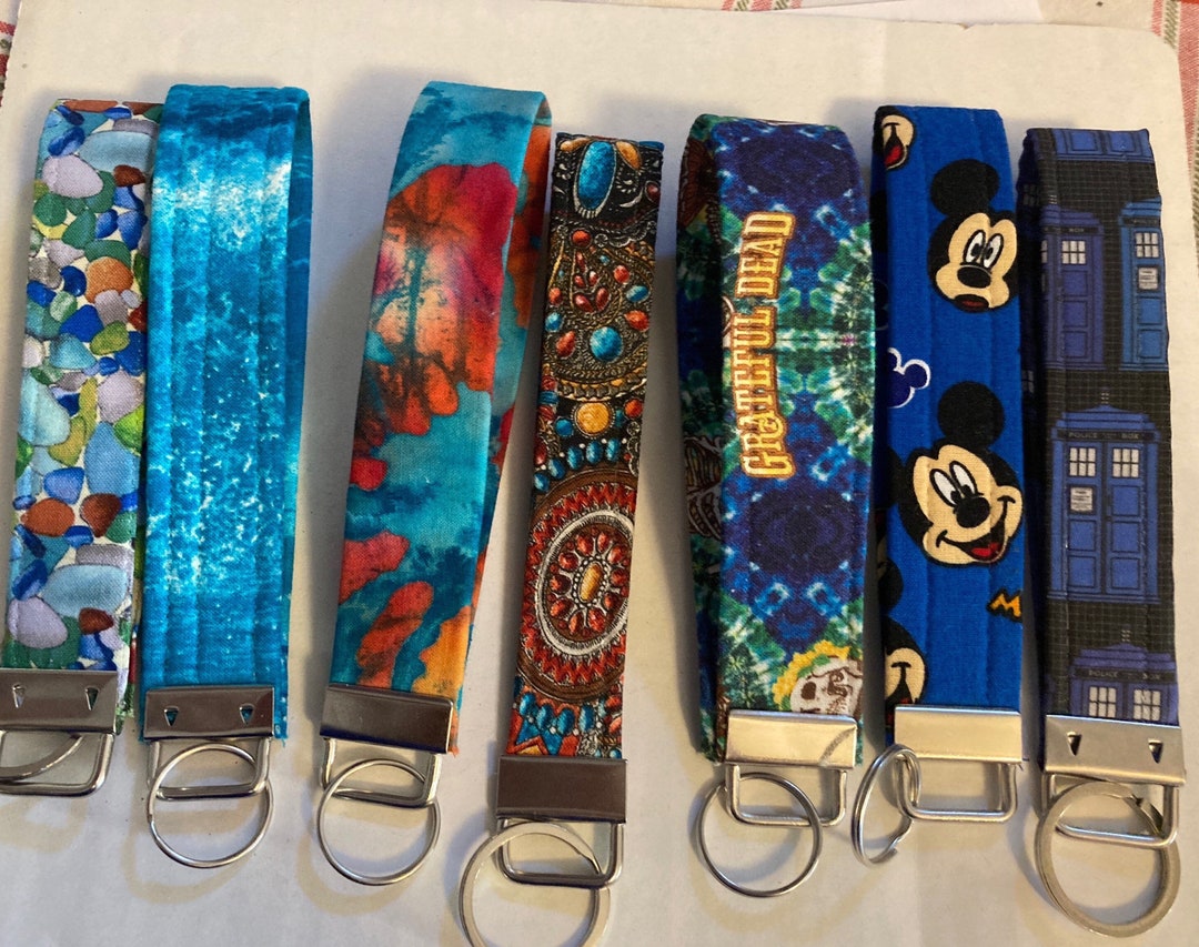 Custom Key Fobs Wristlet Key Chains Key Holder Disney Seaglass Batik ...