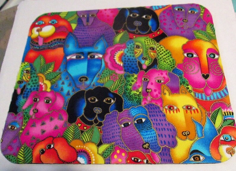 Mousepad Laurel Burch Dogs Fabric Handmade Gift Upcycled - Etsy