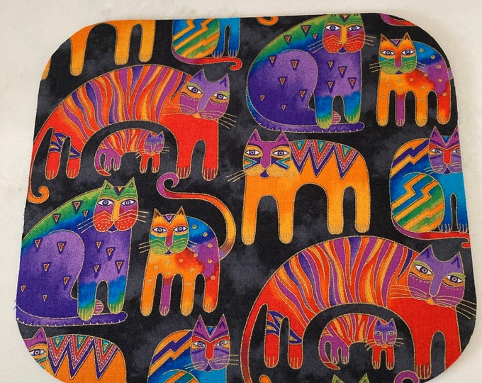 INDIGO CAT PANEL Fabric by Laurel Burch Fabulous Felines Cat Block ...