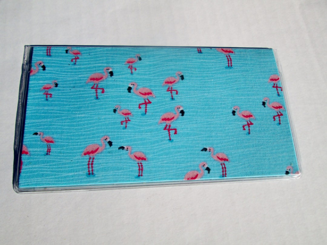 Flamingo CHECKBOOK COVER Tropical Fabric and Vinyl Protector Case ...