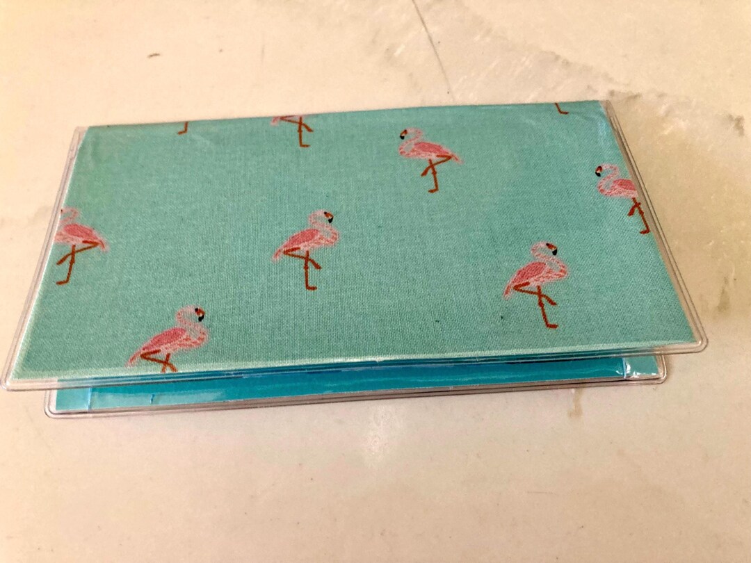 Flamingo CHECKBOOK COVER Tropical Fabric and Vinyl Protector Case ...