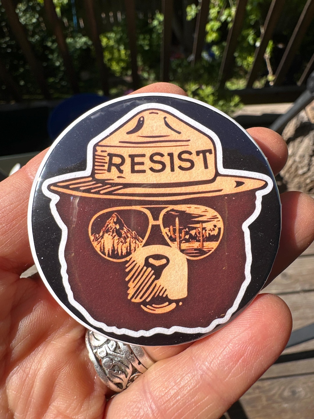 Resist Bear Button - Etsy