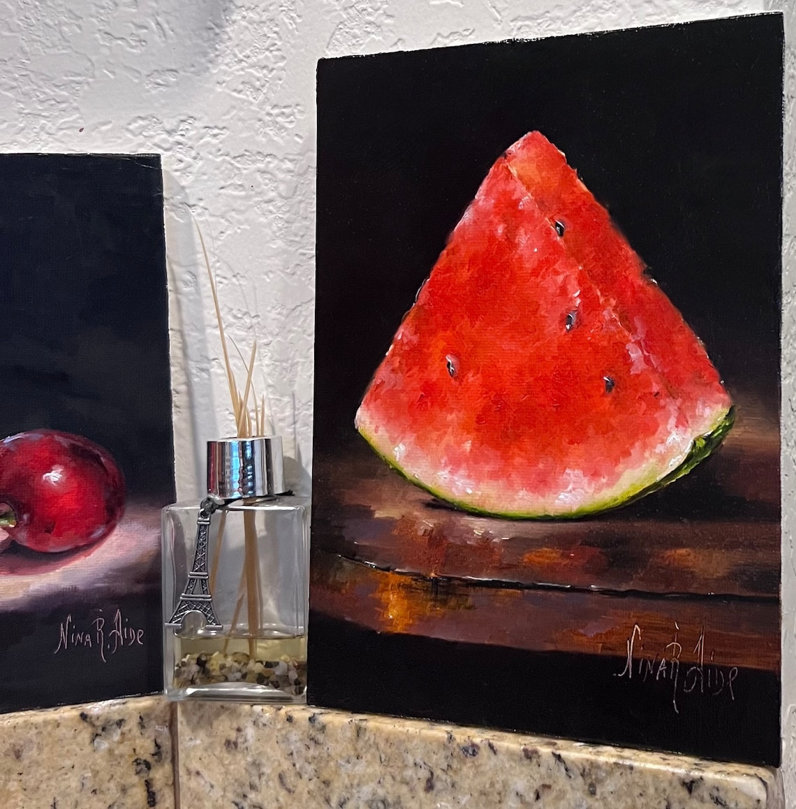 Watermelon Slice Oil Painting Original Art Still Life Fruit Fine Art ...