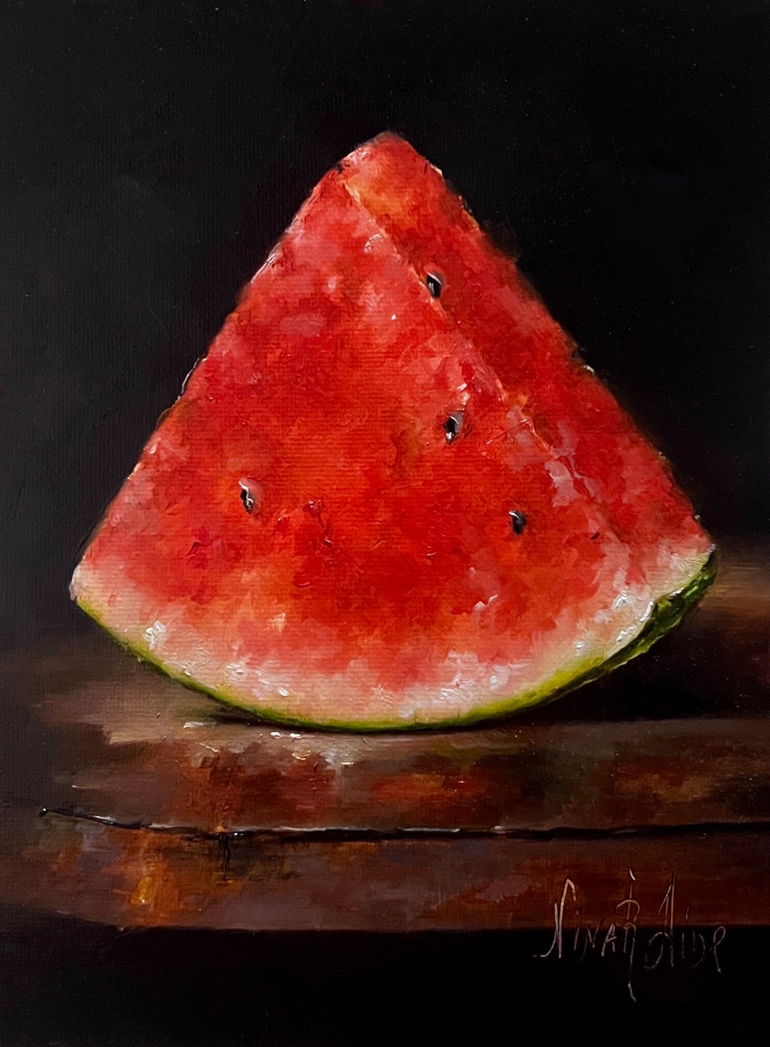 Watermelon Slice Oil Painting Original Art Still Life Fruit Fine Art ...