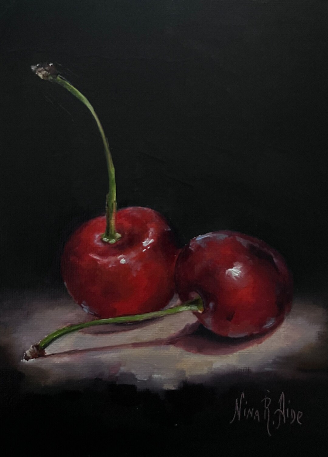 Dancing Cherries 2 Still Life Original Oil Painting Nina - Etsy