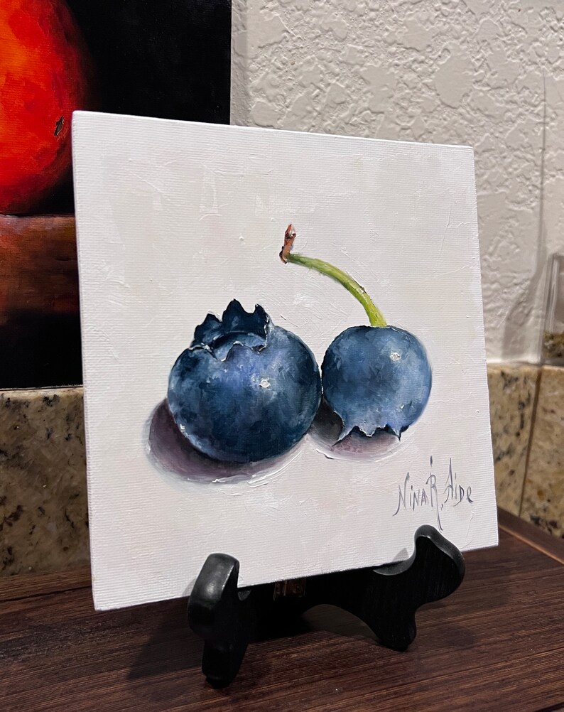 Blueberries XO2 Original Oil Painting Nina R.aide Still Life Fruit Fine ...