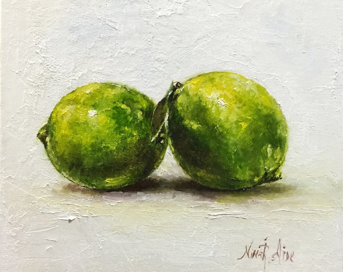 Lime Still Life Two Limes Fruit Original Oil Painting by Nina R.aide ...