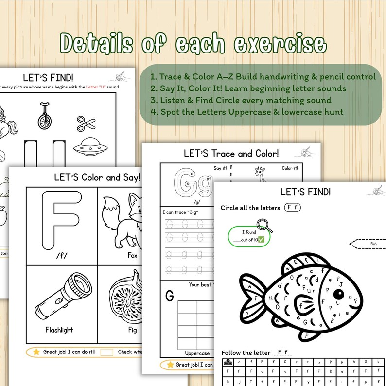 Alphabet Worksheets Bundle, Letter Tracing, Coloring, Phonics ...