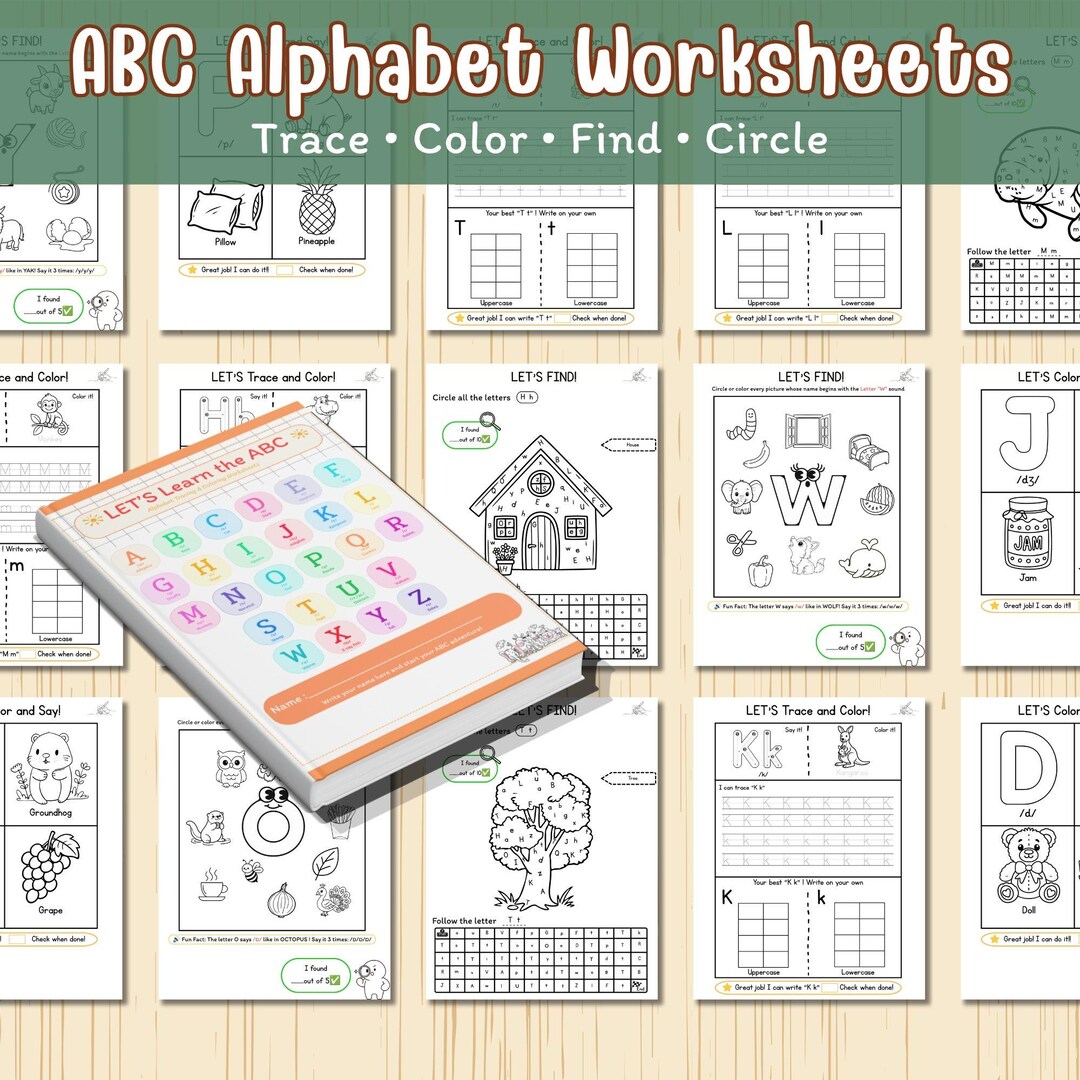 Alphabet Worksheets Bundle, Letter Tracing, Coloring, Phonics ...