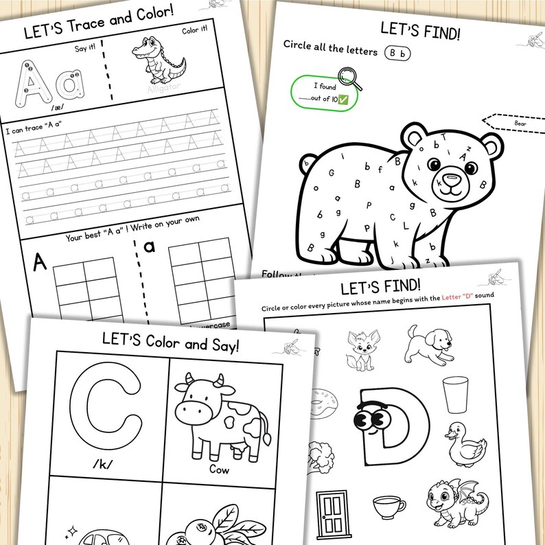 Alphabet Worksheets Bundle, Letter Tracing, Coloring, Phonics ...