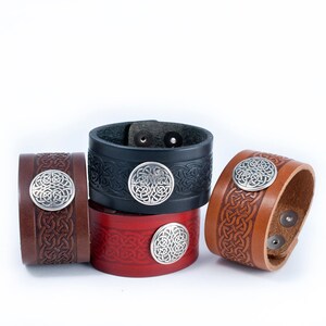Devin Celtic Leather Cuff - Etsy