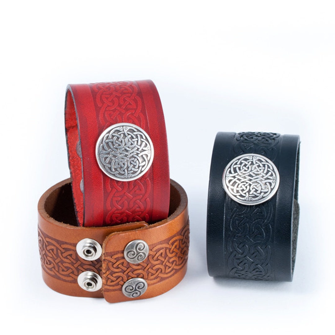 Devin Celtic Leather Cuff - Etsy