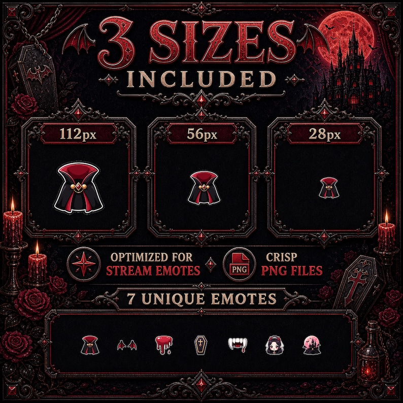 Chibi Vampire Twitch Emotes | Horror Stream Emotes | Kick Emotes ...