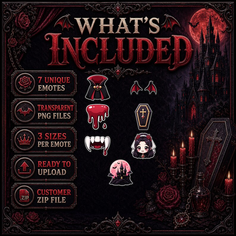 Chibi Vampire Twitch Emotes | Horror Stream Emotes | Kick Emotes ...