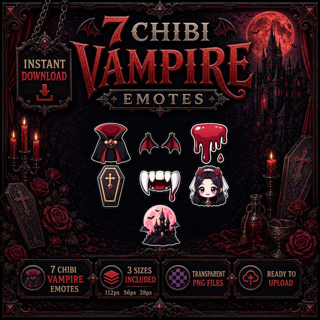 Chibi Vampire Twitch Emotes | Horror Stream Emotes | Kick Emotes ...