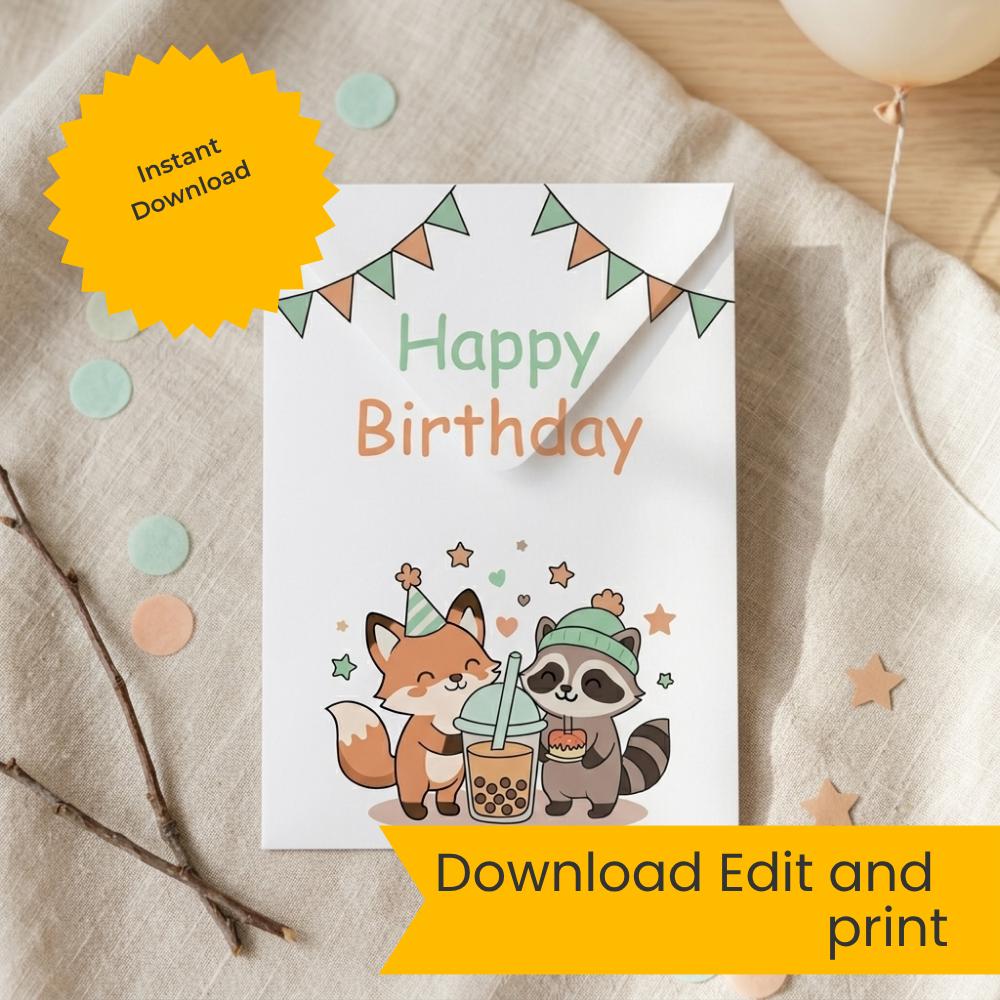 Printable Birthday Card Template Editable | Happy Birthday Card ...