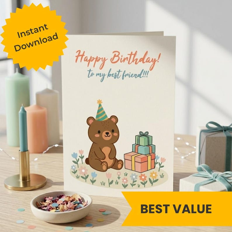 Editable Birthday Card, Birthday Cake Card, Digital Birthday Card ...