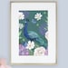 Peacock and Floral Illustration Print Botanical Wildlife Wall | Etsy