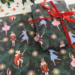 Nutcracker Wrapping Paper With Tag, Christmas Tree Decoration Festive ...