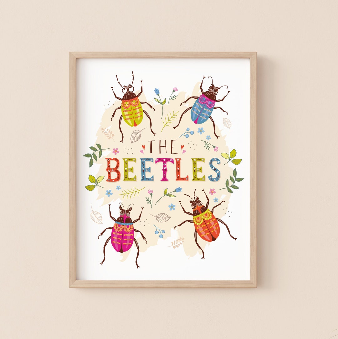 The Beetles Nursery Print, Beatles Themed Wall Art of Bugs and Insects ...