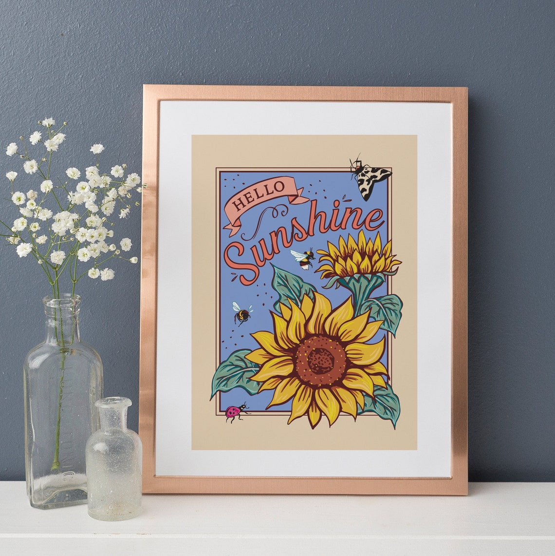 Hello Sunshine Wall Art Print, Garden Humour Print of Sunflowers - Etsy