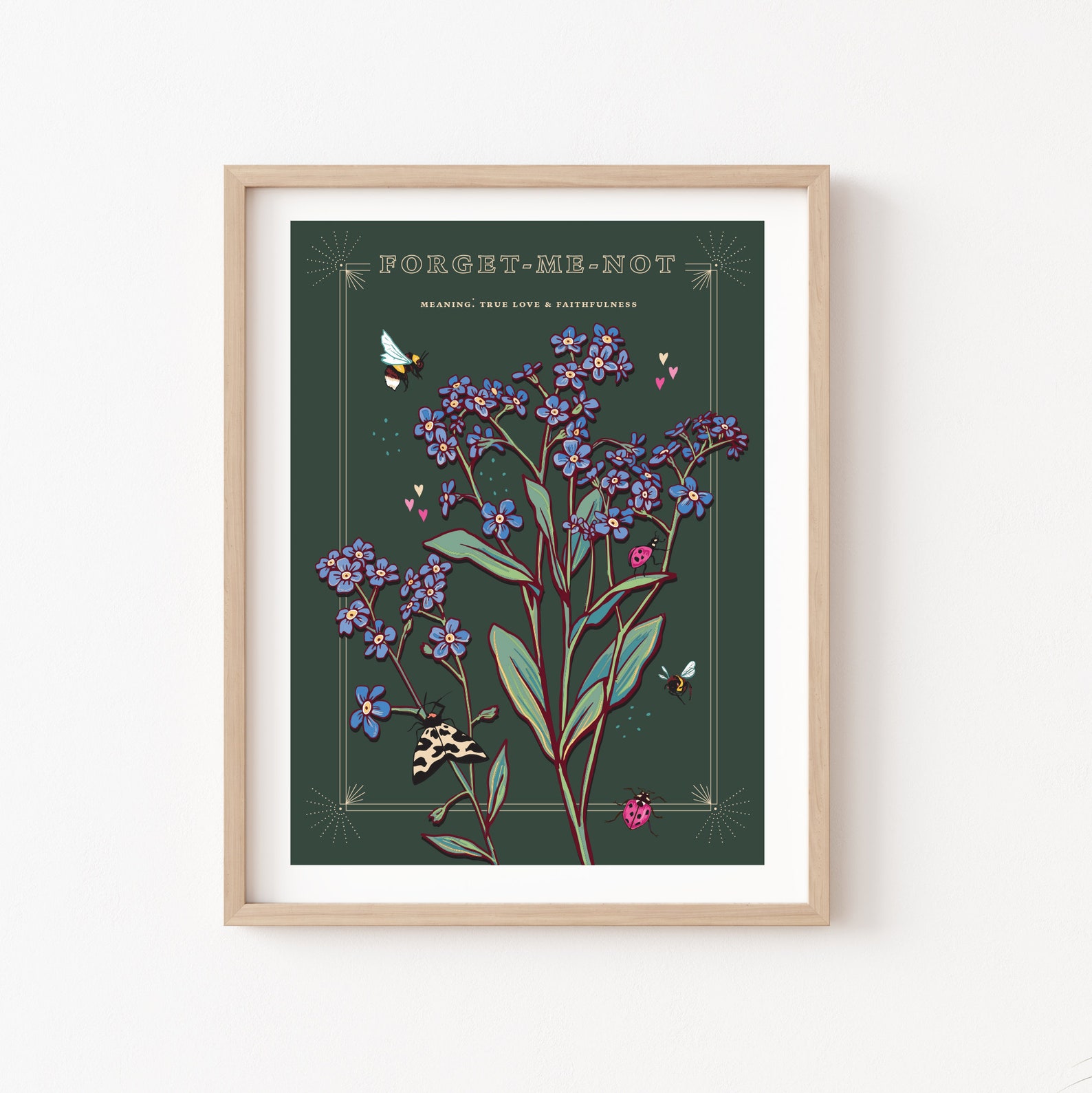 Forget Me Not Wall Art Print, True Love Flower Illustration Print - Etsy