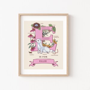 Personalised Letter E Print, Initial E Wall Art, Nature Guide Monogram ...