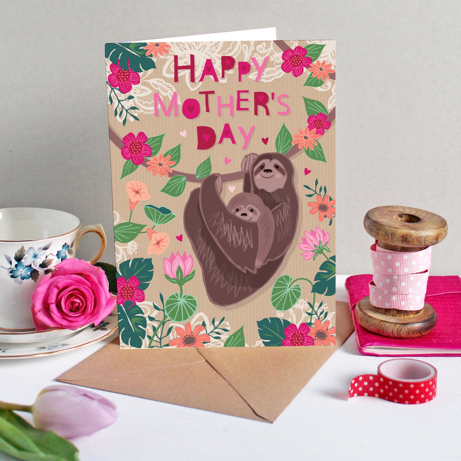 Cute Happy Mother's Day Card Sloth Mother and Baby Card - Etsy UK