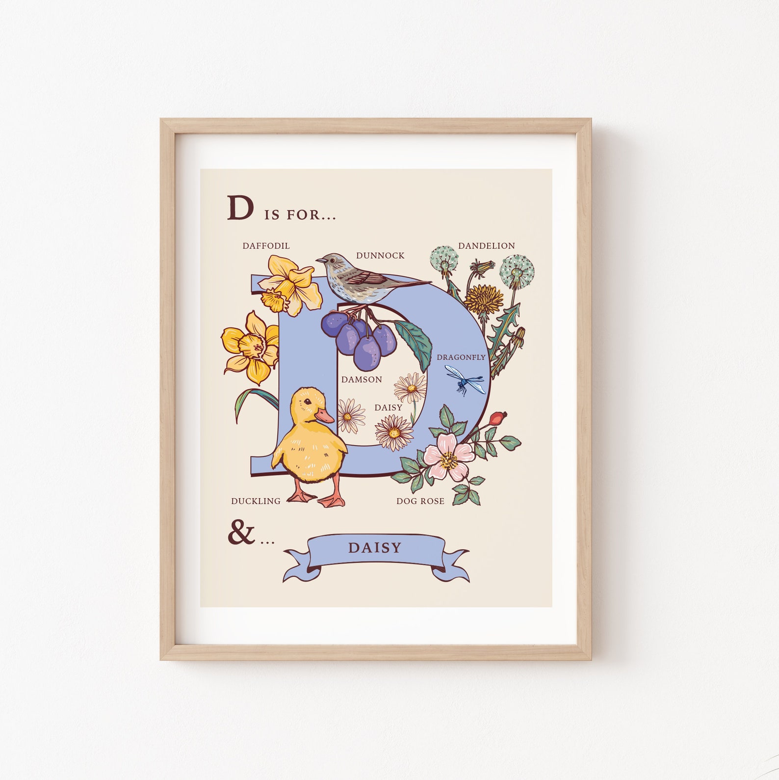 Personalised Letter D Print Initial D Wall Art Nature Guide - Etsy