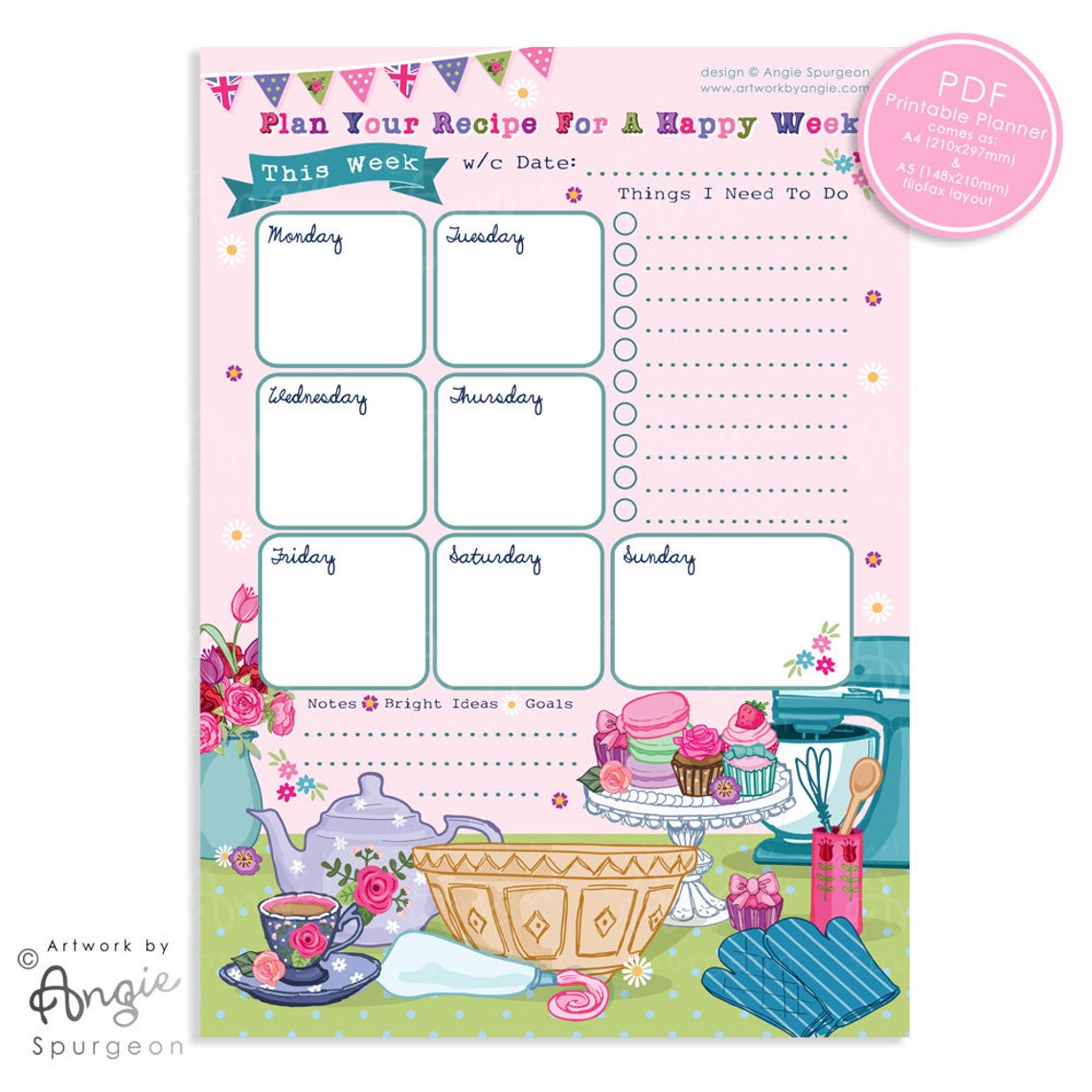 Printable Weekly Kitchen Planner Weekly Baking Planner - Etsy