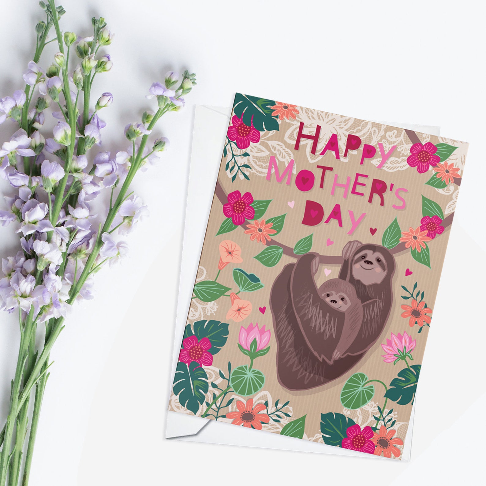 Cute Happy Mother's Day Card Sloth Mother and Baby Card - Etsy UK
