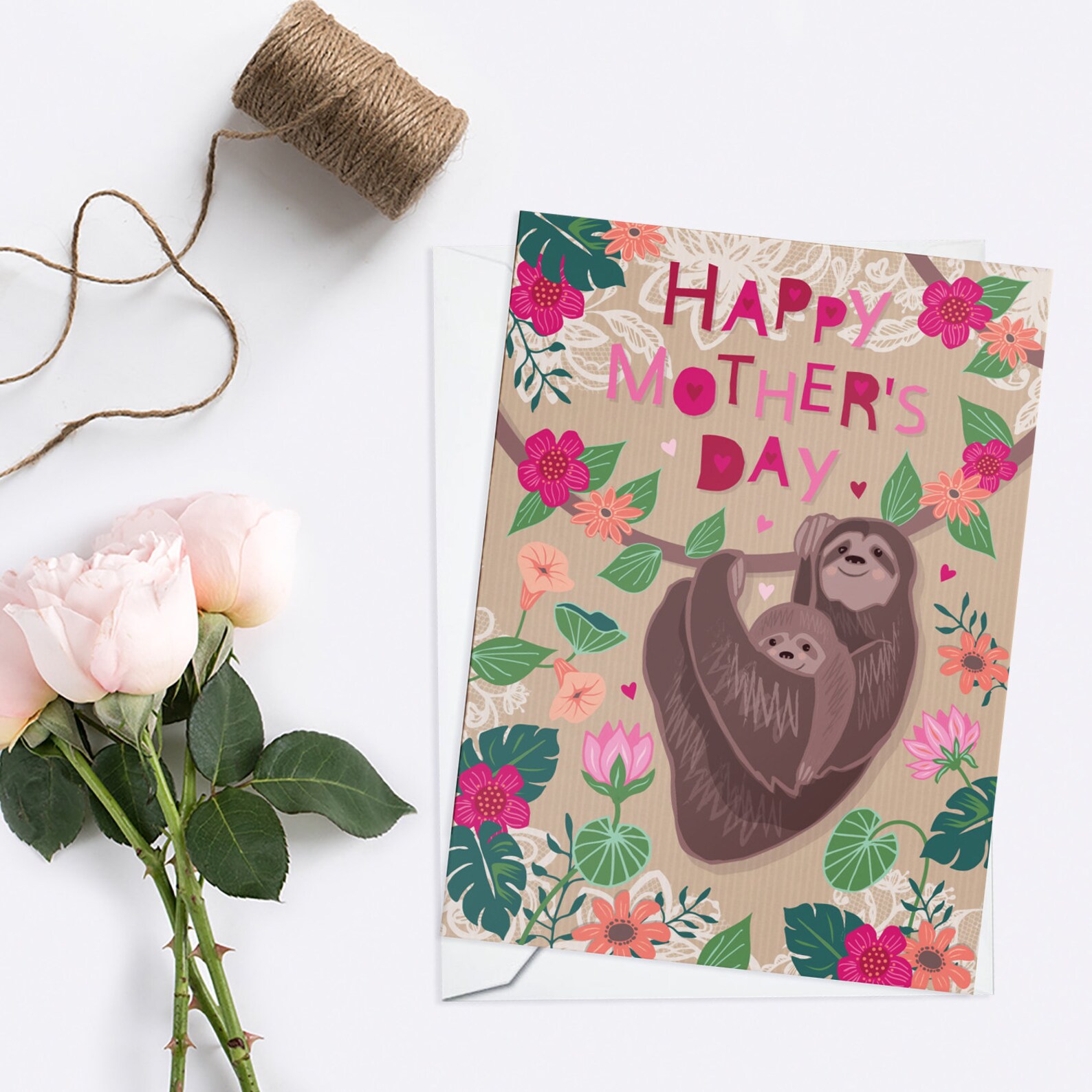 Cute Happy Mother's Day Card Sloth Mother and Baby Card - Etsy UK