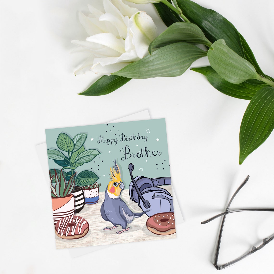 Brother Birthday Card Cute Pet Cockatiel Card Teen or Tween | Etsy