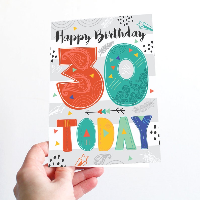 30th Birthday Card Happy Birthday 30 Today Birthday Card - Etsy