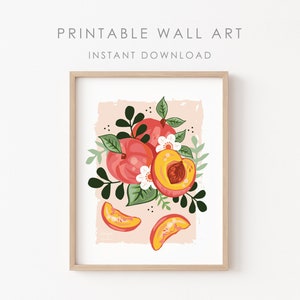 Set of 3 Printable Kitchen Wall Art of Summer Fruits, Peaches ...