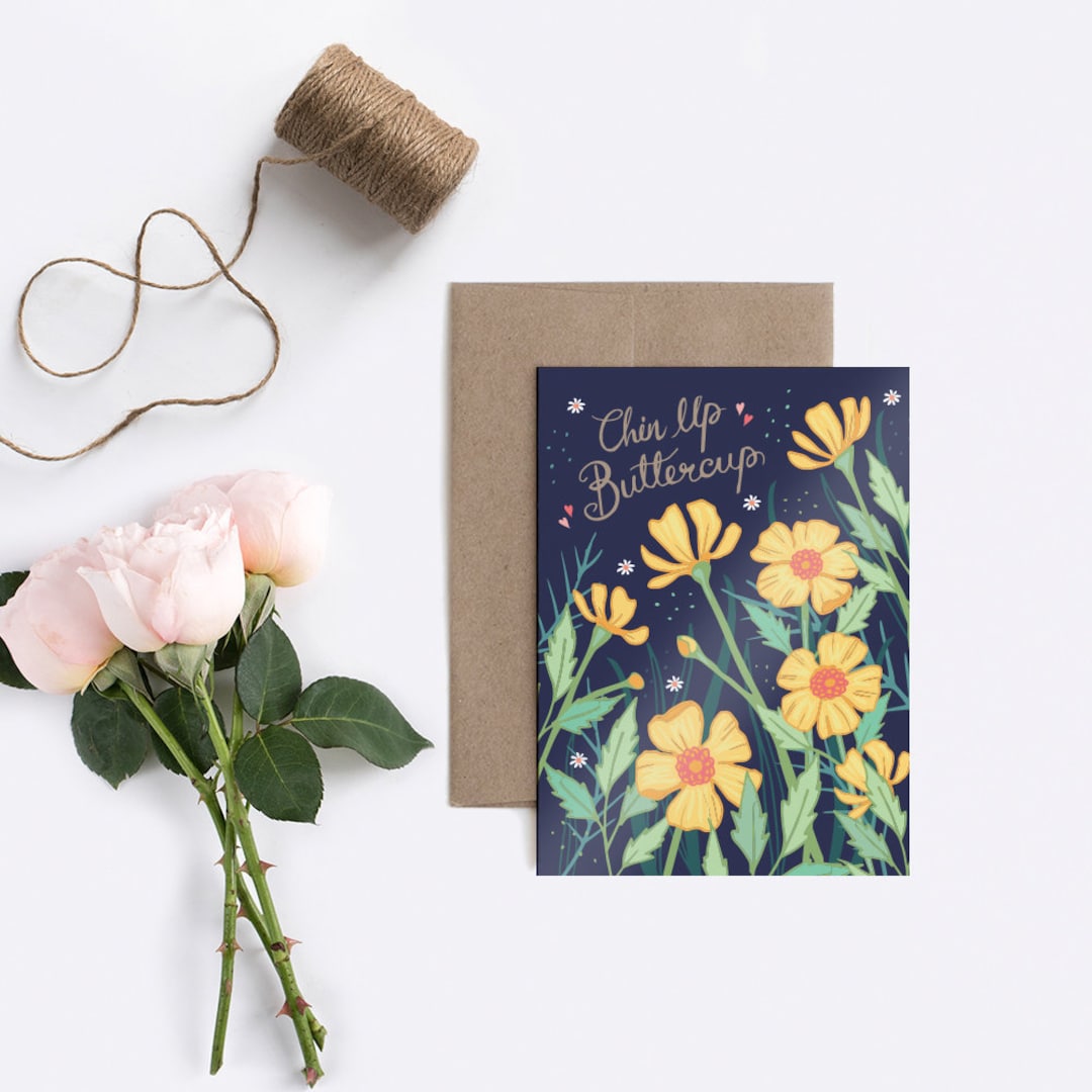 Chin up Card, Chin up Buttercup, Thinking of You Card, Get Well Card ...