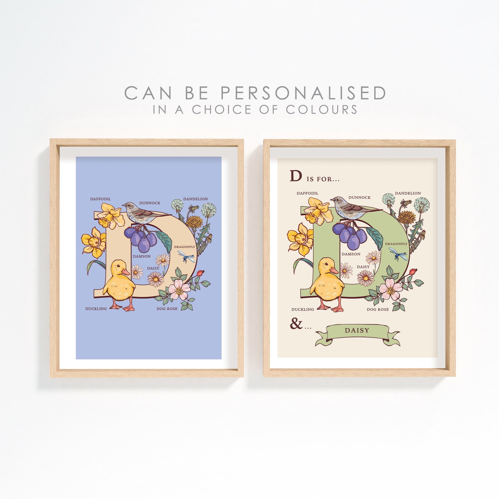 Personalised Letter D Print Initial D Wall Art Nature Guide - Etsy