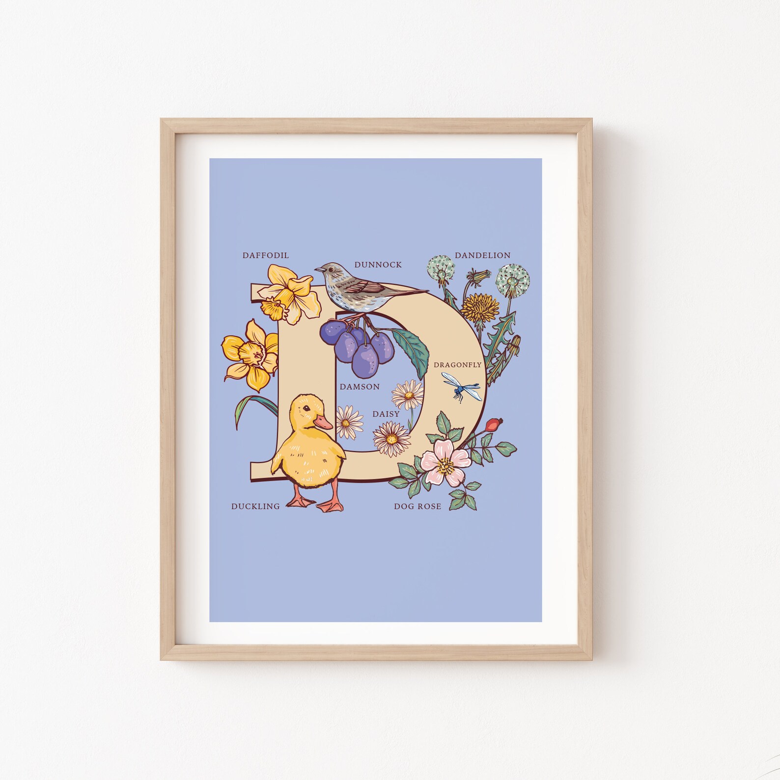 Personalised Letter D Print Initial D Wall Art Nature Guide - Etsy