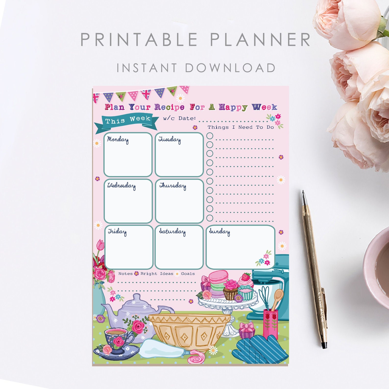 Printable Weekly Kitchen Planner Weekly Baking Planner | Etsy