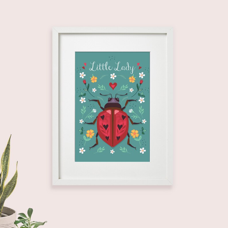 Little Ladybird Nursery Wall Art Print, Can Be Personalised With Child ...