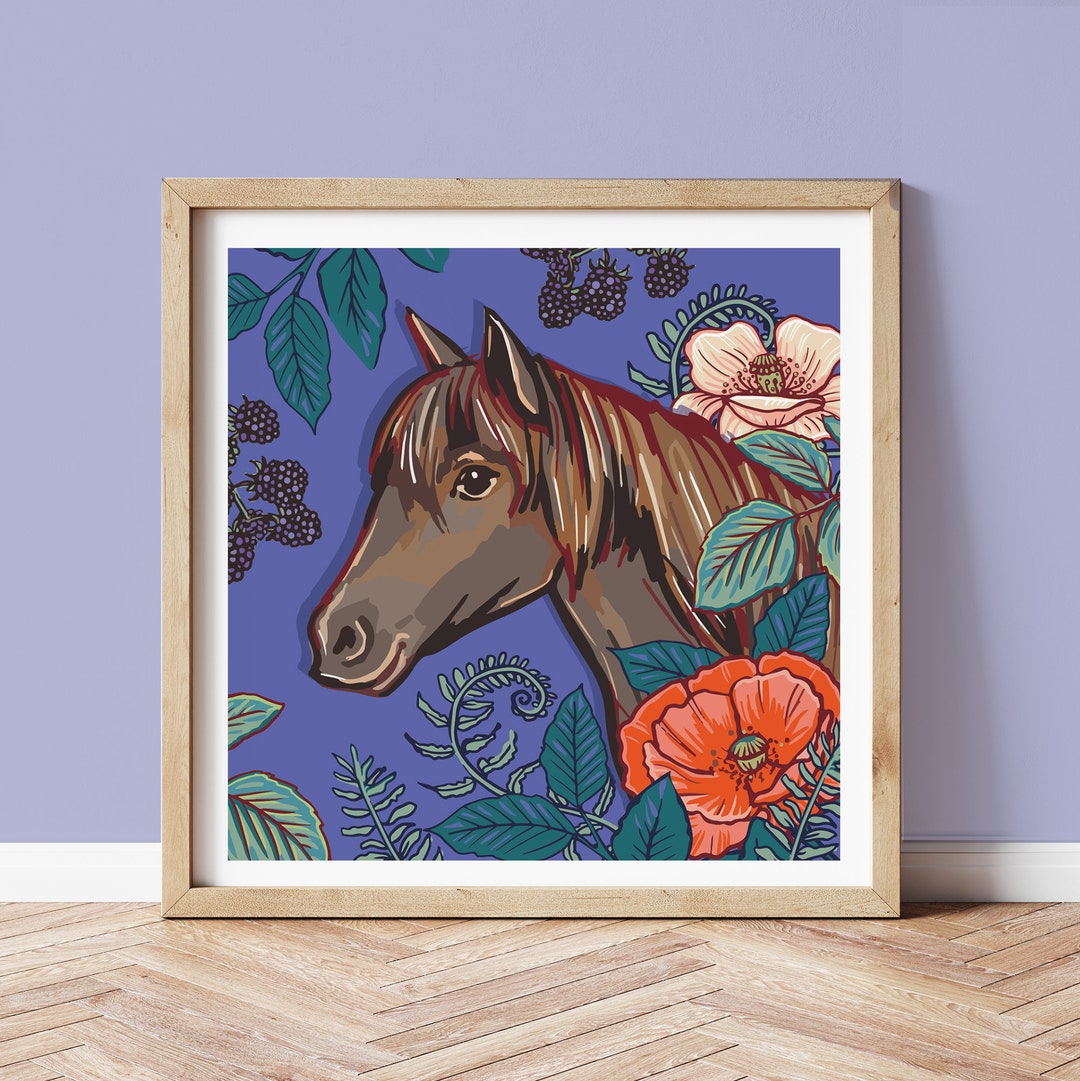 Woodland Pony Square Wall Art Print 8x8 - Etsy